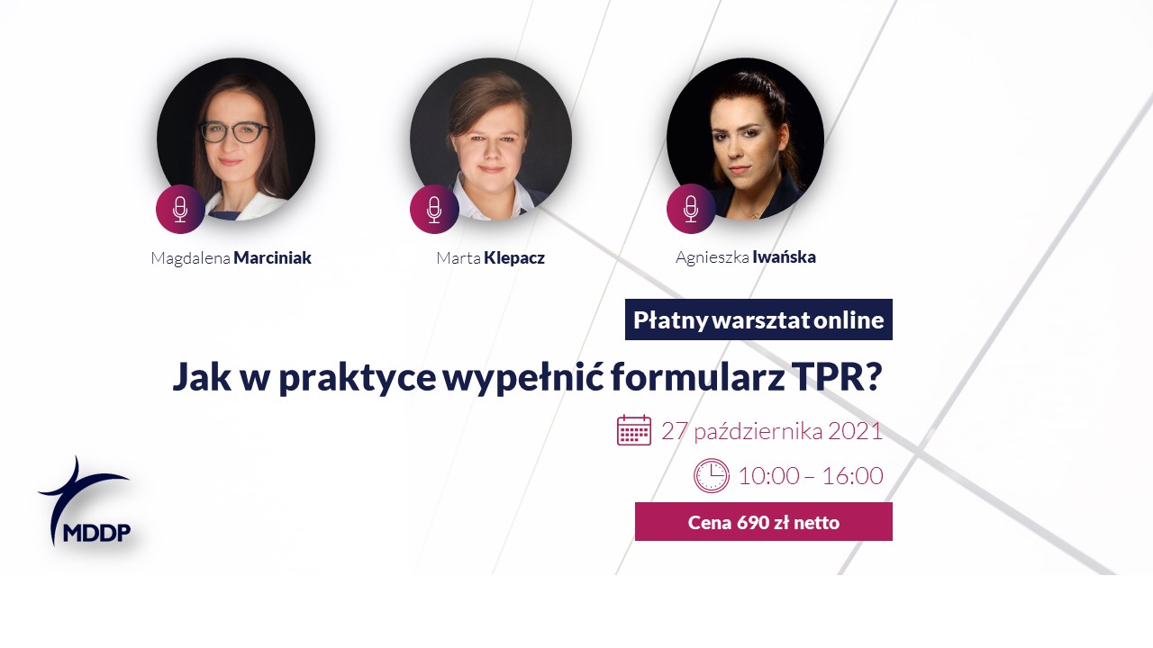 Warsztat online - Jak w praktyce wypełnić formularz TP-R? | MDDP
