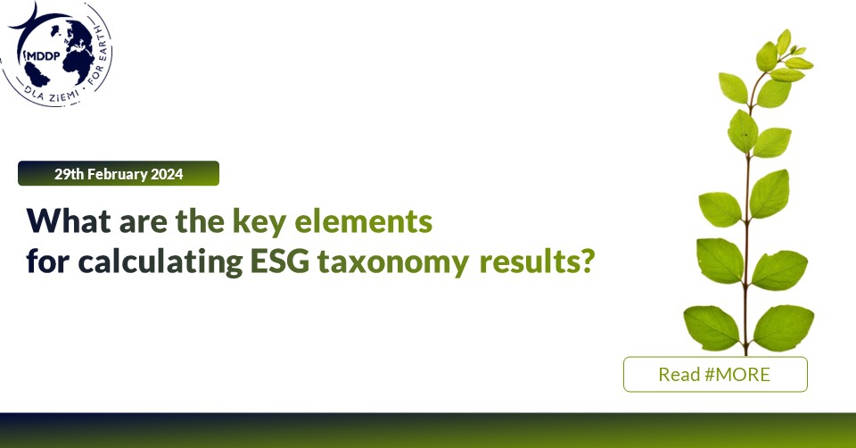 What are the key elements for calculating ESG taxonomy results? | MDDP