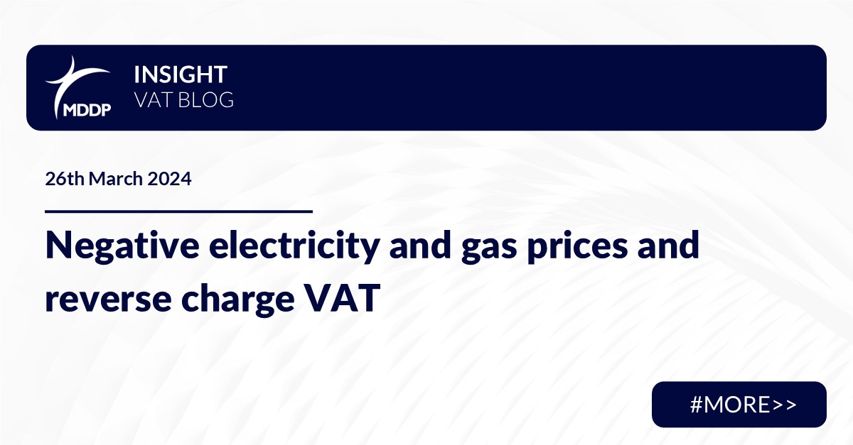 Negative electricity and gas prices and reverse charge VAT | MDDP